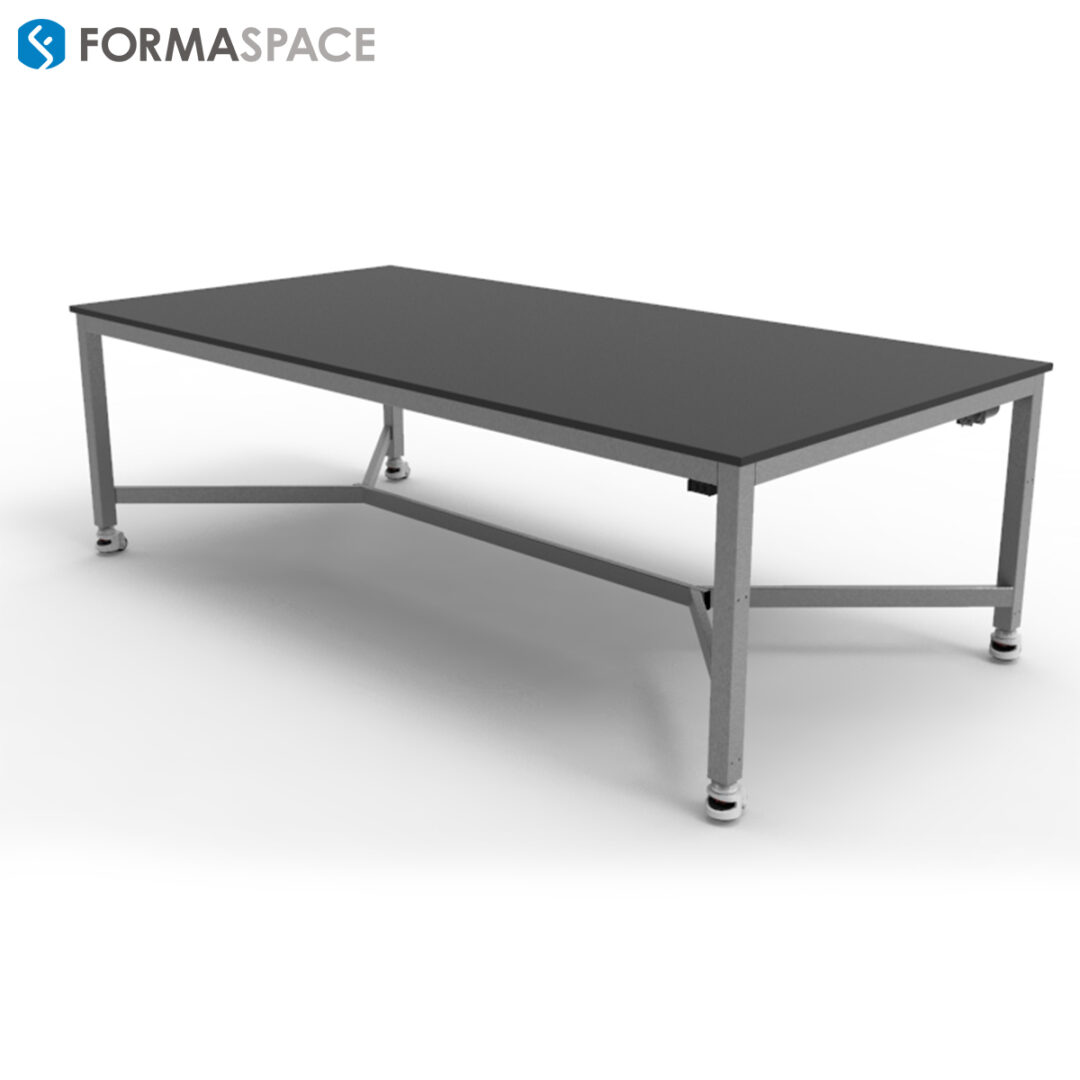 Height Adjustable Large Work Table With Anti-vibration Casters | Formaspace